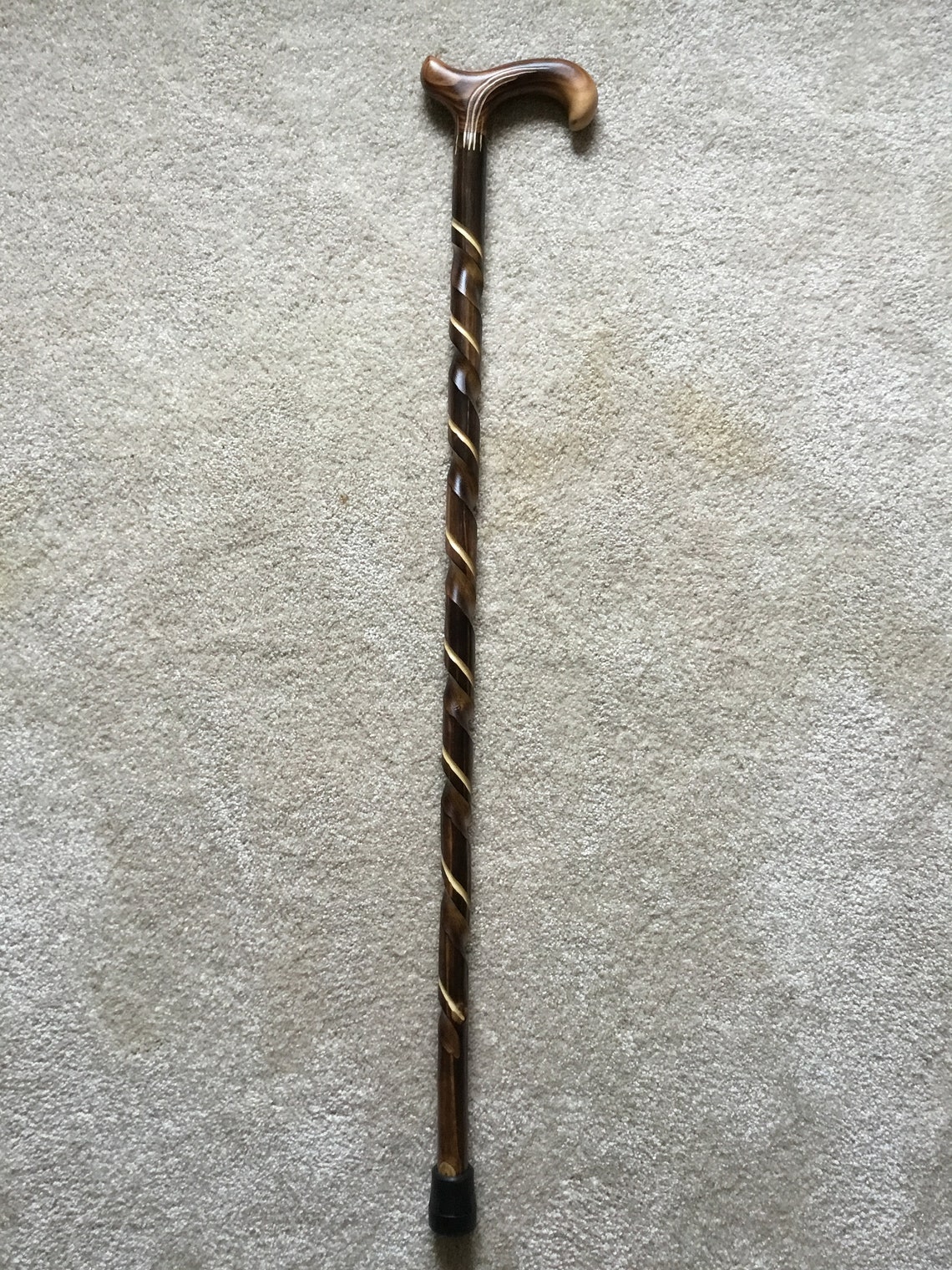 Hand-grooved Spiral Cane With Derby Handle - Etsy