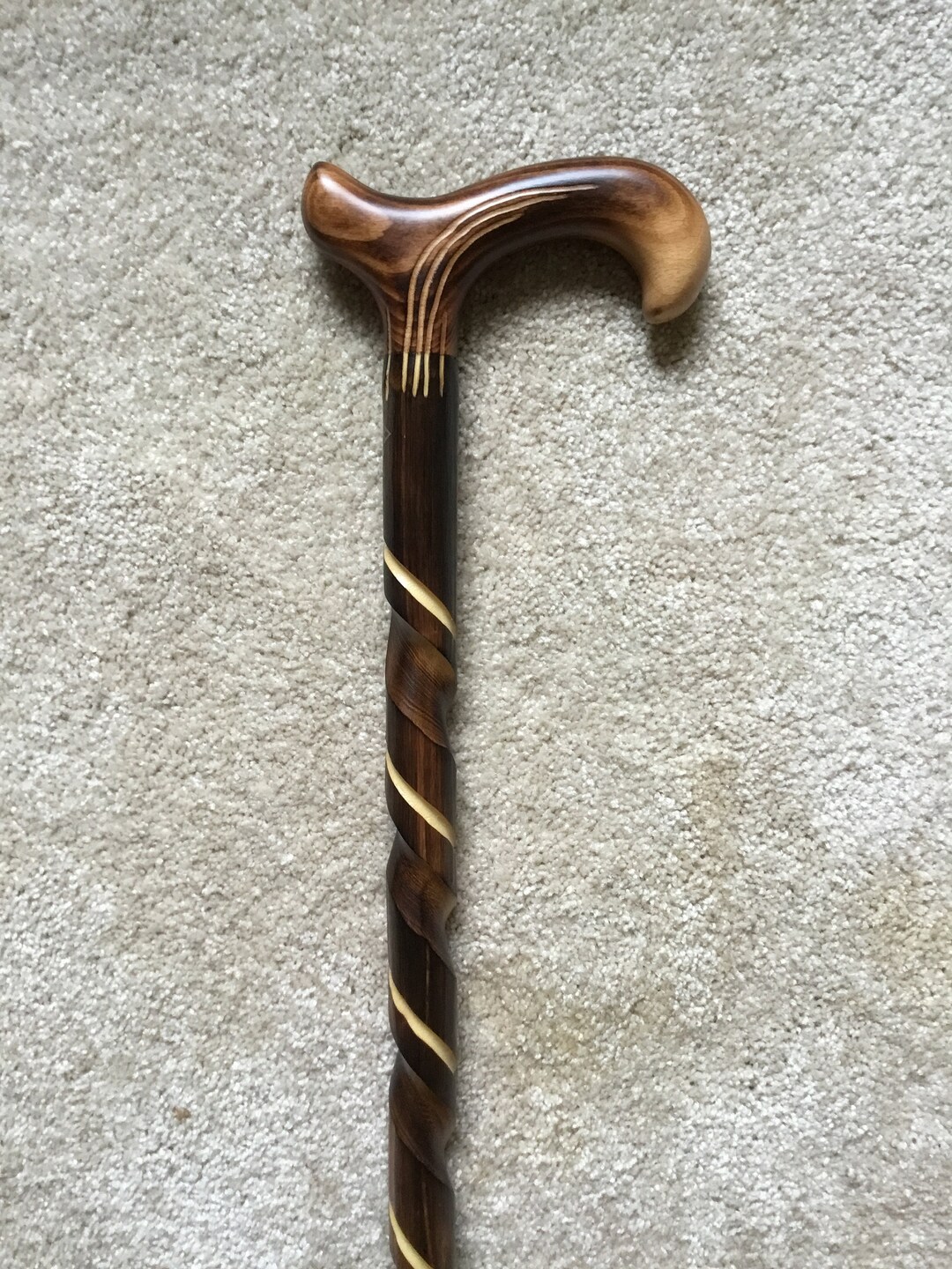 Hand-grooved Spiral Cane With Derby Handle - Etsy
