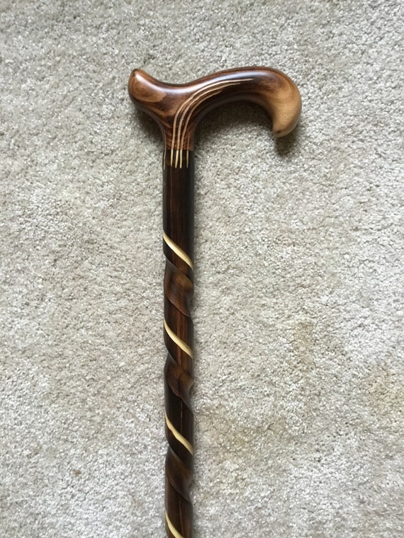 Hand-grooved Spiral Cane With Derby Handle | Etsy