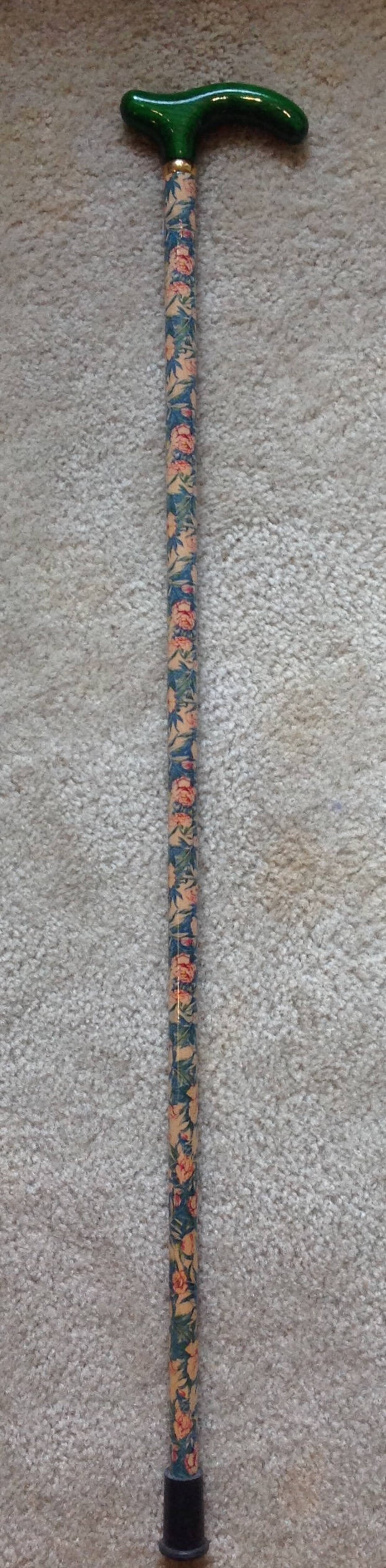 Floral Cane W Garden Green Handle - Etsy