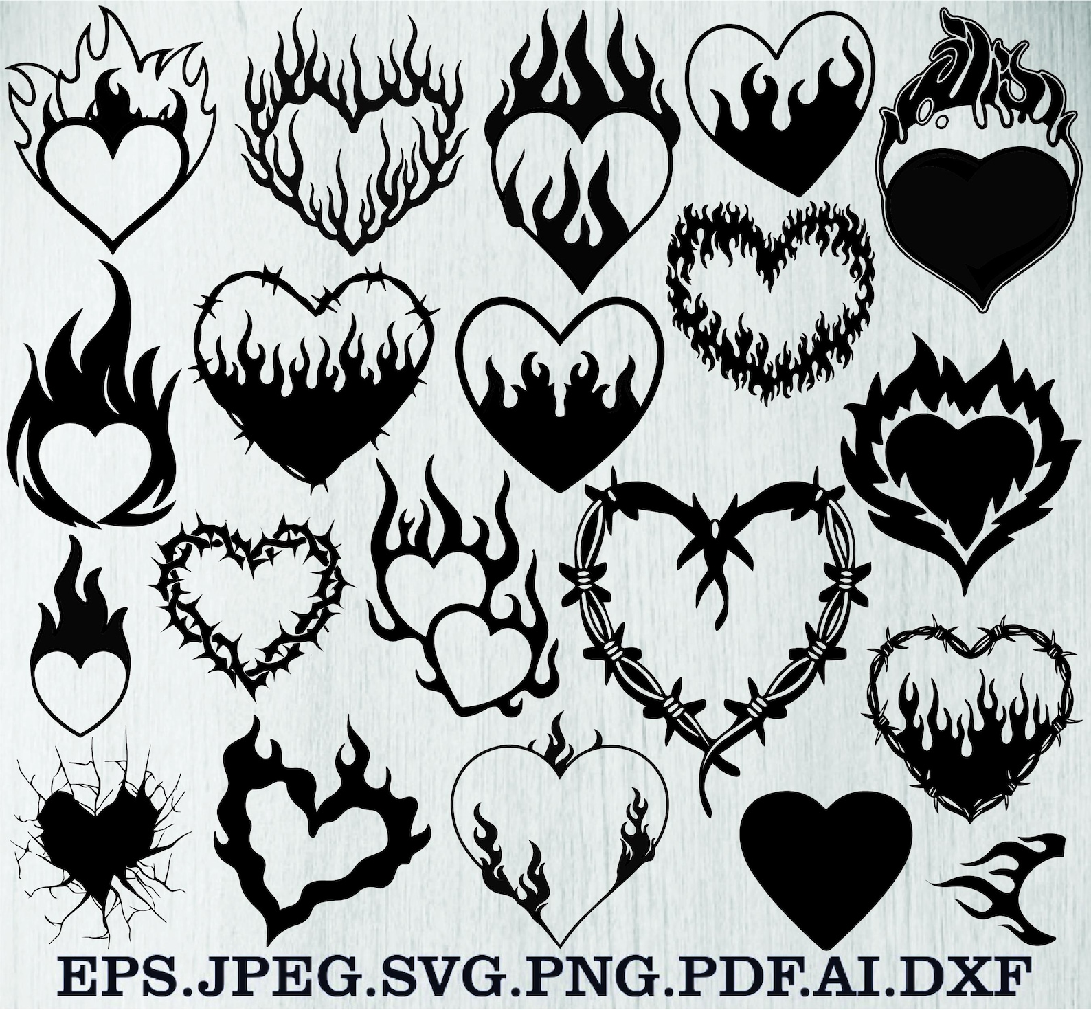 Flame Hearts Svg Bundle, Heart Svg Bundle, Fire Hearts Svg Bundle ...