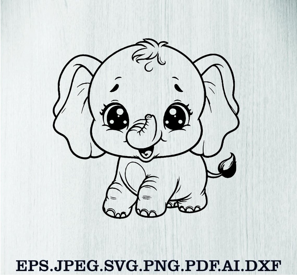 Baby Elephant Svg Bundle, Baby Elephant Clipart, Cute Elephant Svg ...