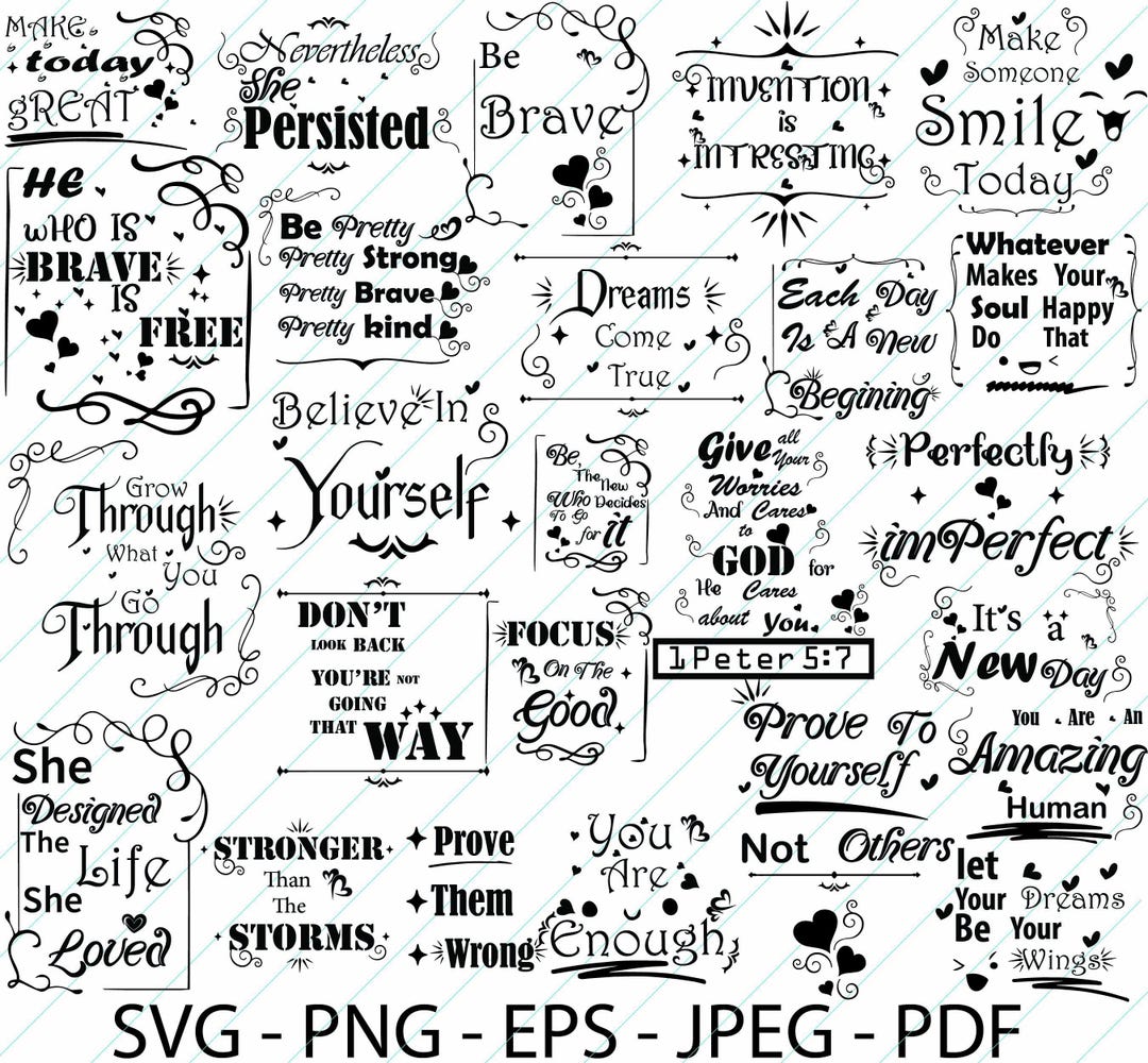 Motivational Svg Bundle, Motivational Png Bundle, Positive Quotes Svg ...