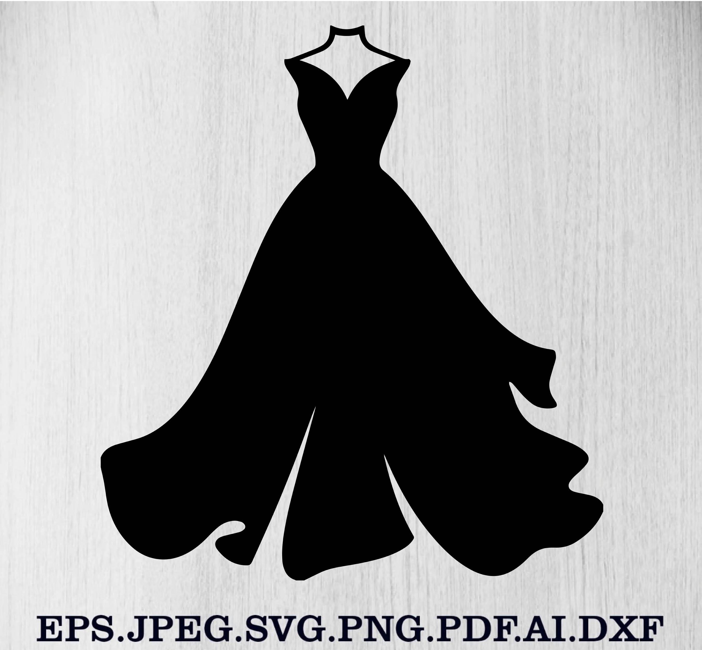 Wedding Dress Svg Bundle, Bridesmaid Dress Svg, Wedding Dress Clipart ...
