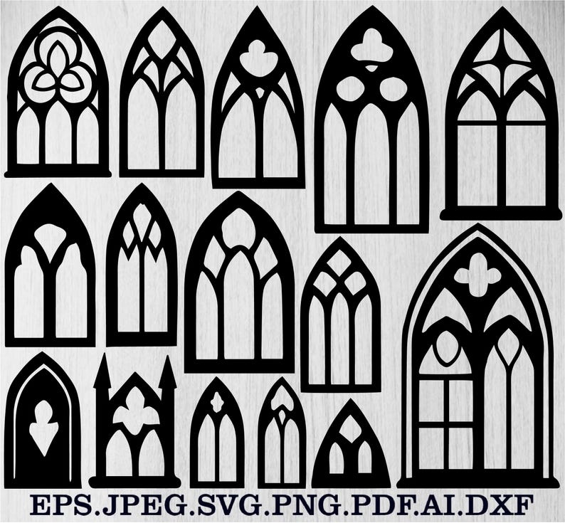 Gothic Windows Svg Bundle, Gothic Windows Png Bundle, Gothic Windows ...