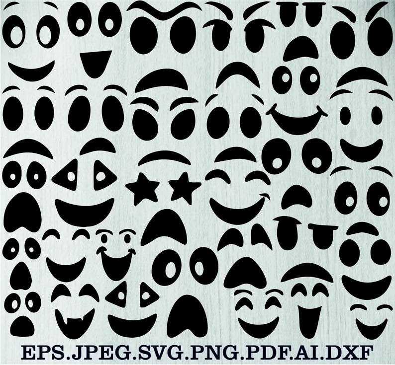 Cartoon Face Svg Bundle, Cartoon Face Png Bundle, Ghost Face Svg ...