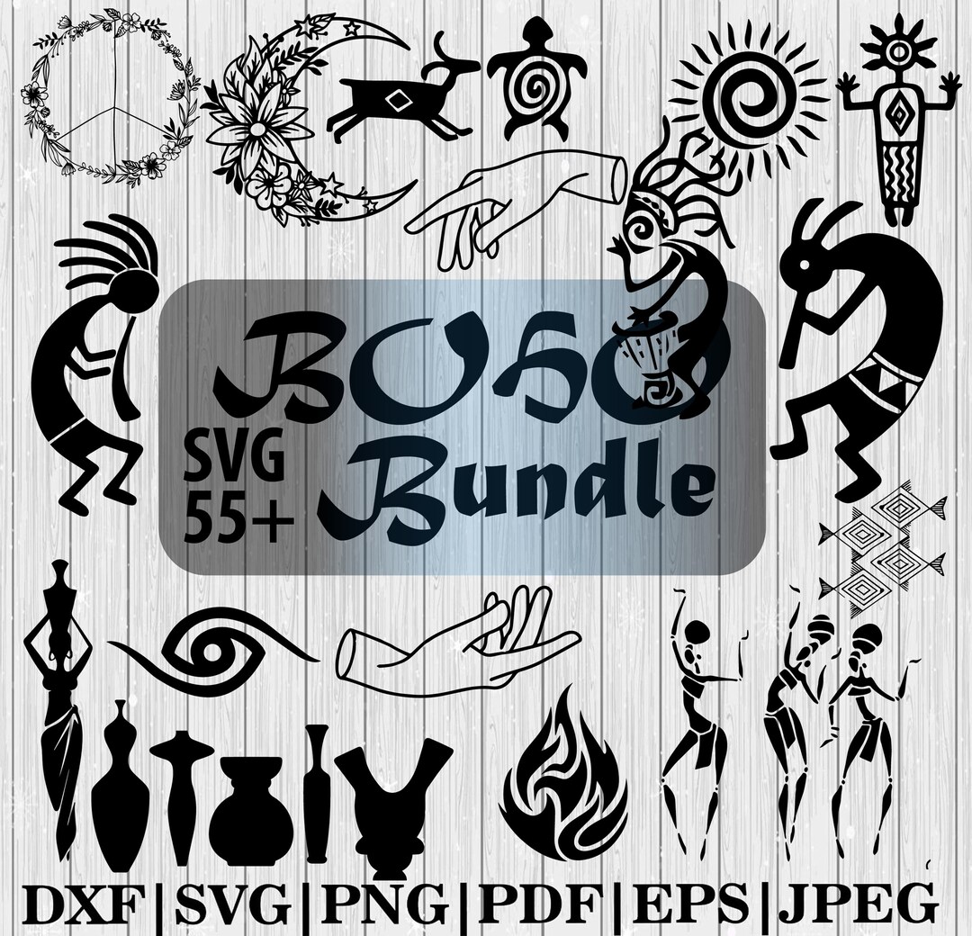 Boho SVG Bundle, Boho Clipart SVG Bundle, Modern Design SVG, Hand Drawn ...