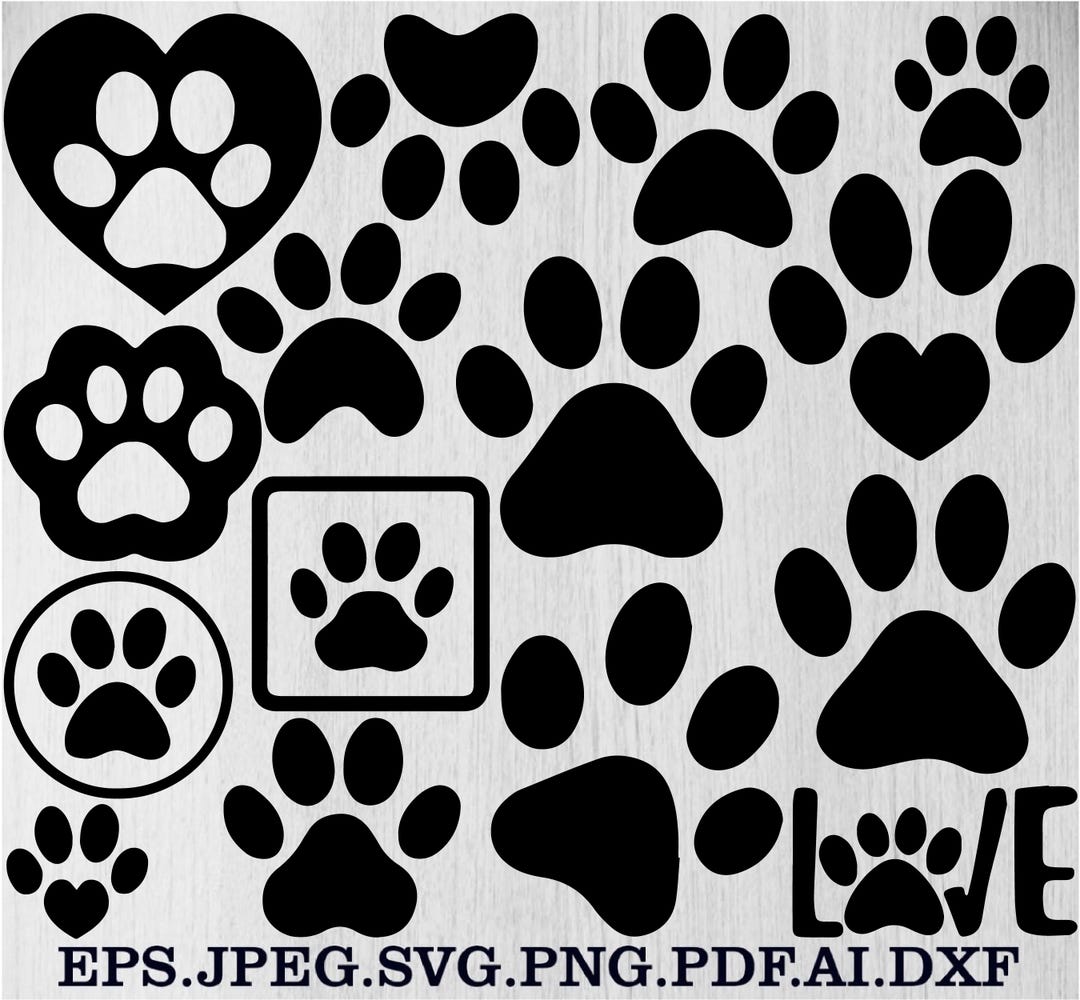 Paw Print Svg Bundle, Paw Footprint Png Bundle, Paw Print Clipart, Paw ...