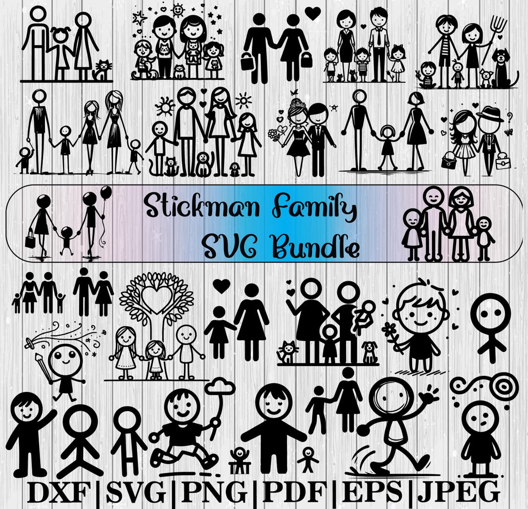 Stick Family SVG Bundle, Stick Couple, Stick Figures, Stick Family ...