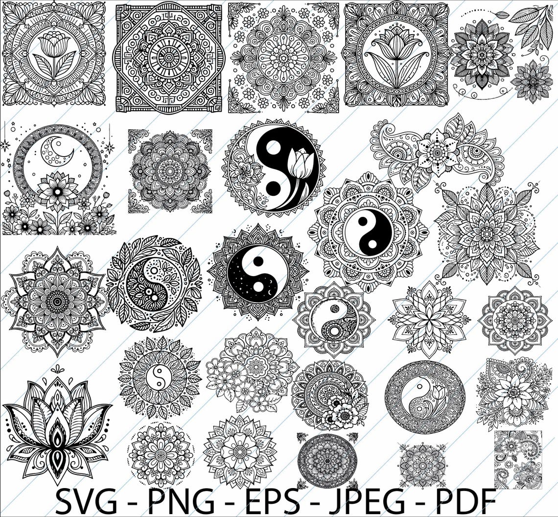 Mandala SVG Bundle, Wall Art Vector Files Svg, Mandala Vector Designs ...