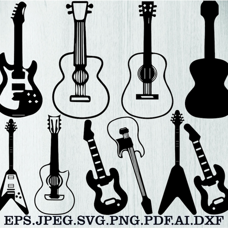 Flower Guitar Clipart - Etsy