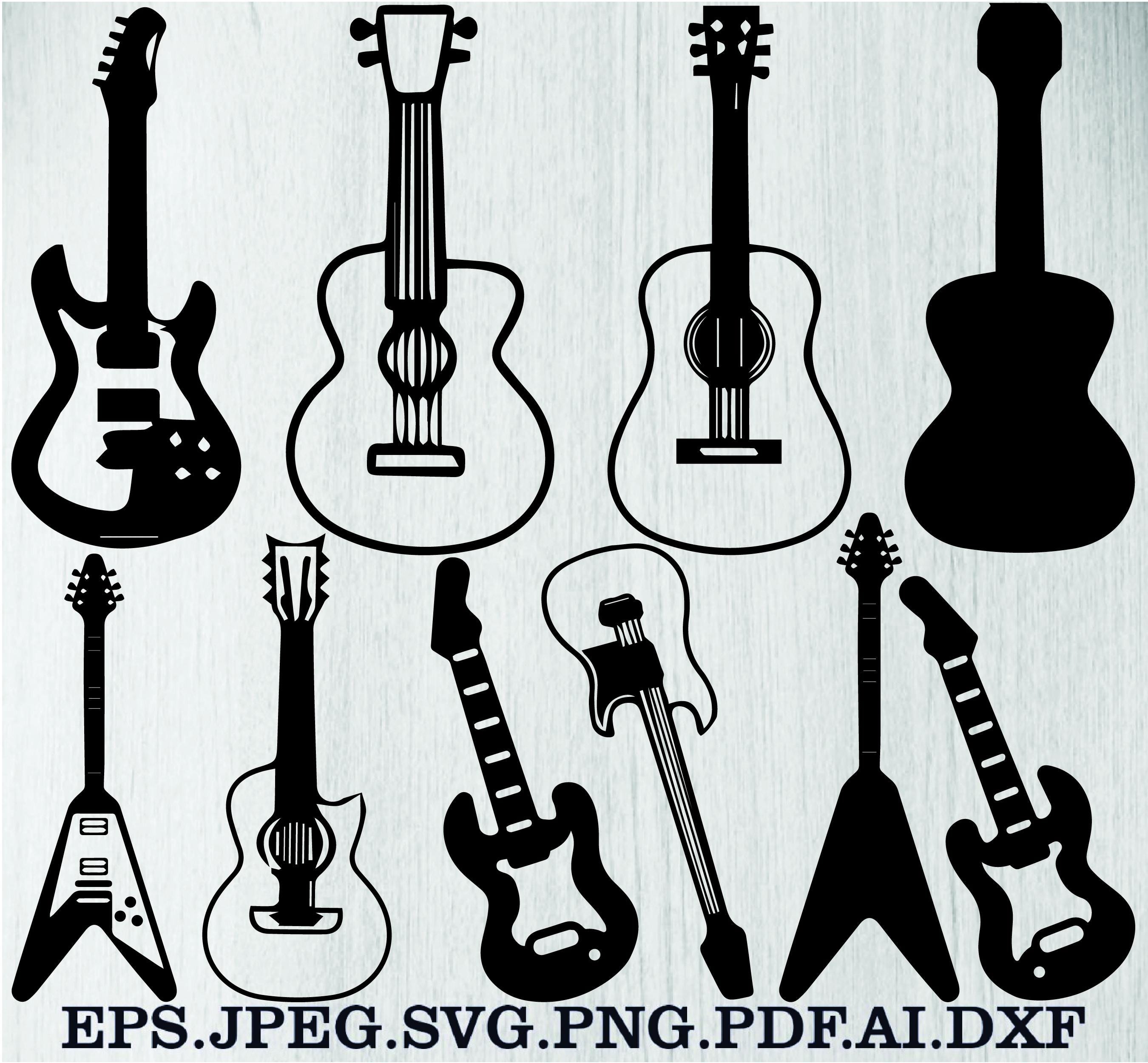 Guitar Svg Bundle, Guitar Png Bundle, Guitar Clipart, Guitar Cut File ...