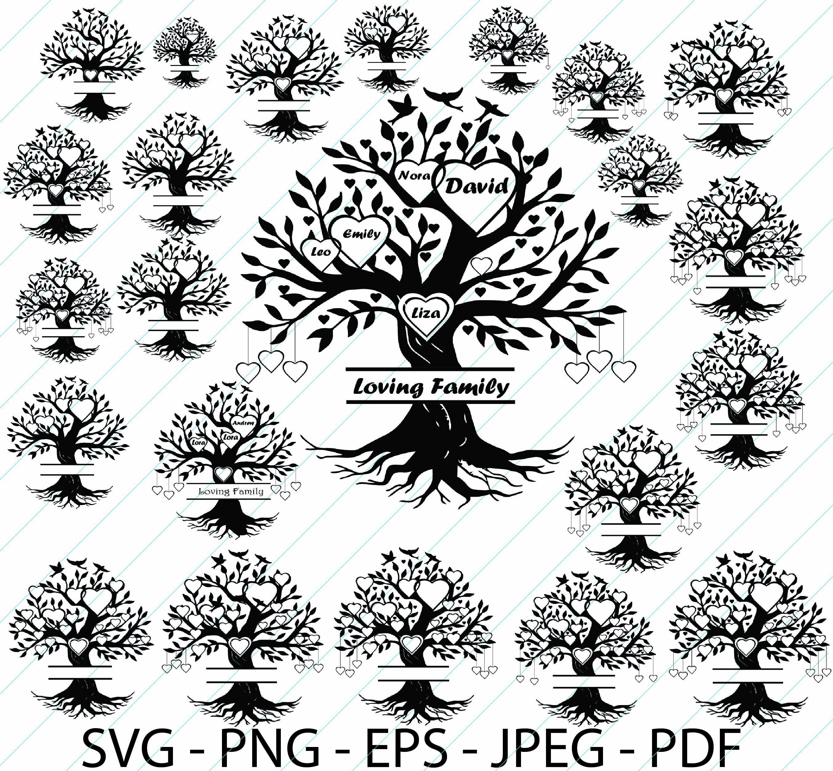 Family Tree Svg Bundle 2-16 Members, Tree of Life Svg, Family Svg ...