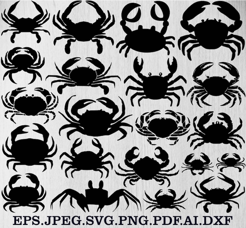 Crab Svg Bundle, Crab Png Bundle, Crab Silhouette, Crab Cut Files for ...