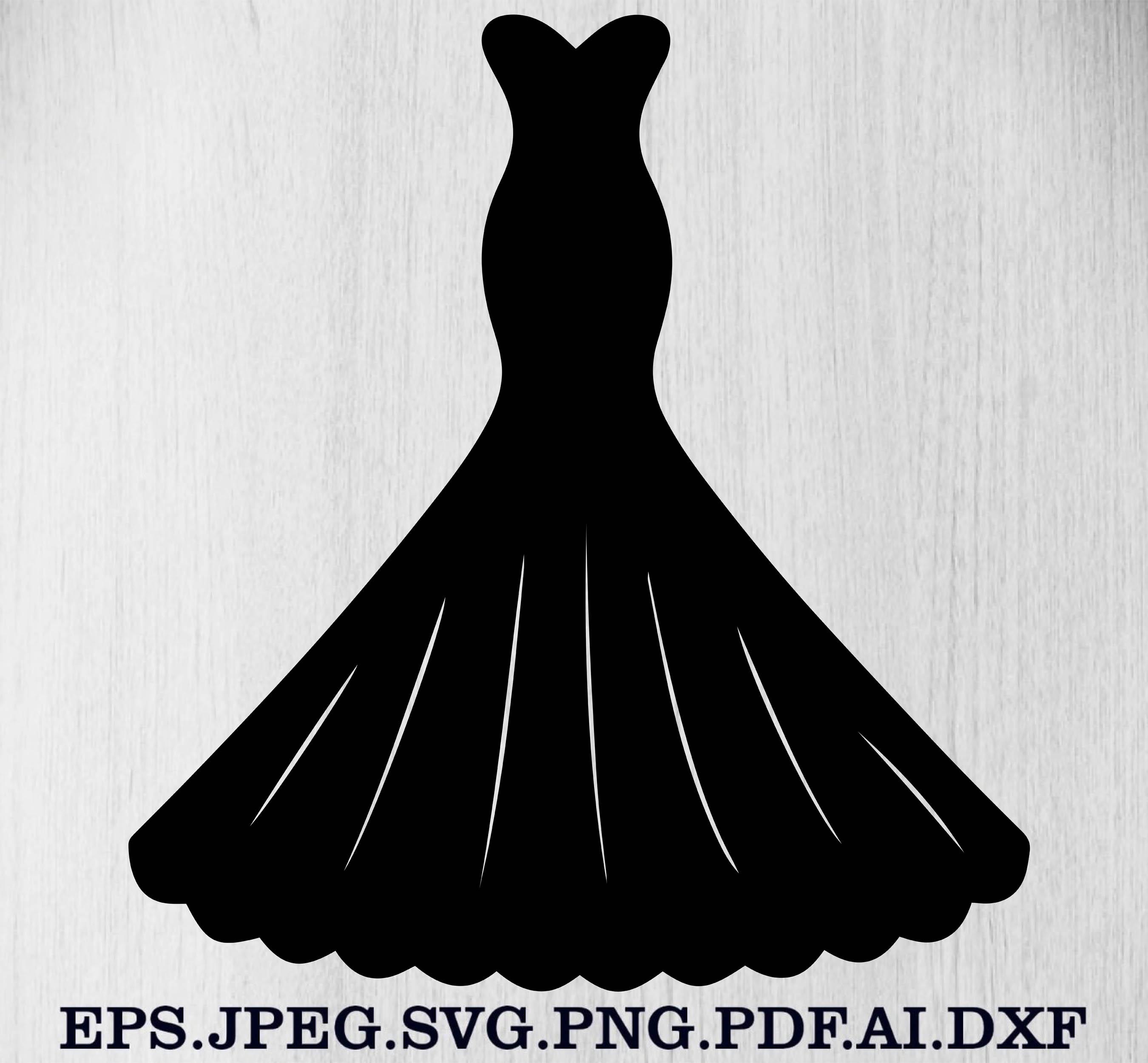 Wedding Dress Svg Bundle, Bridesmaid Dress Svg, Wedding Dress Clipart ...