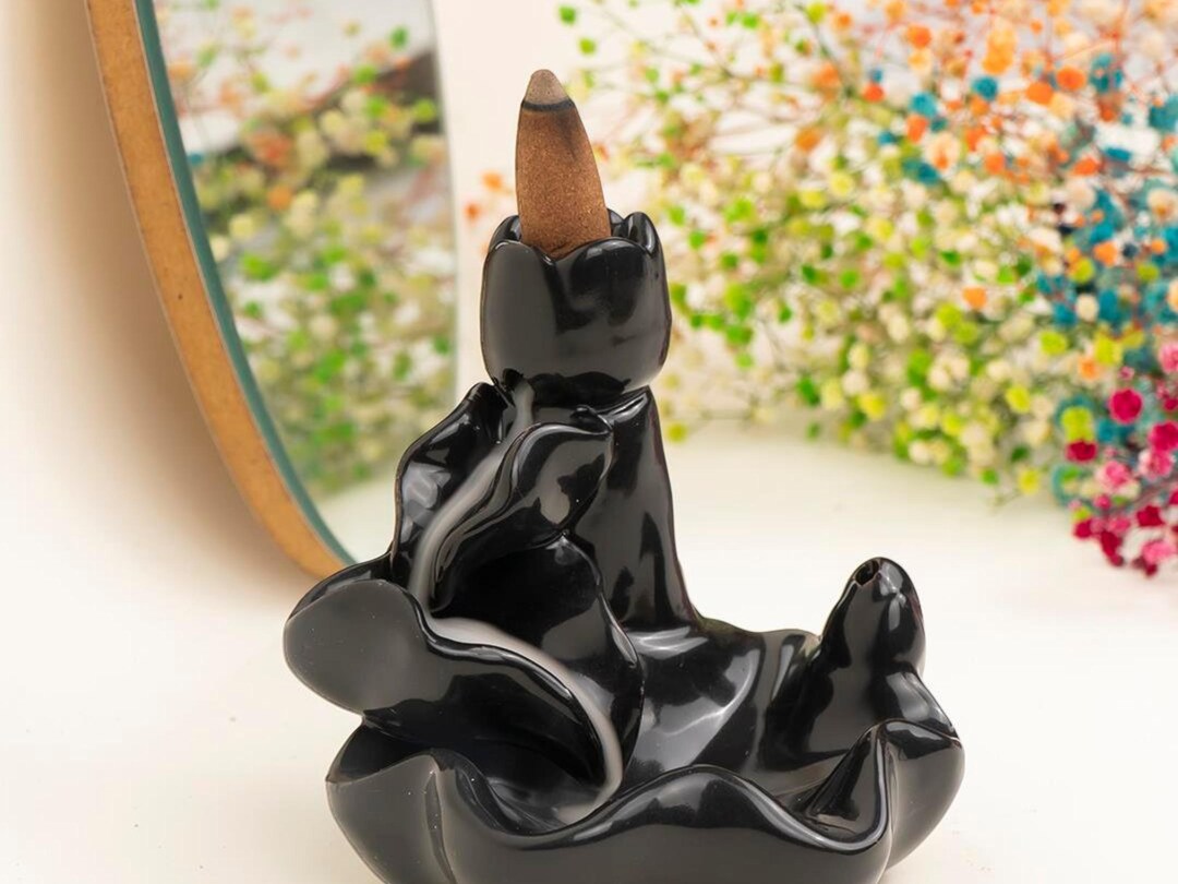 Decorative Rose Backflow Waterfall Incense Burner Unique Ceramic ...
