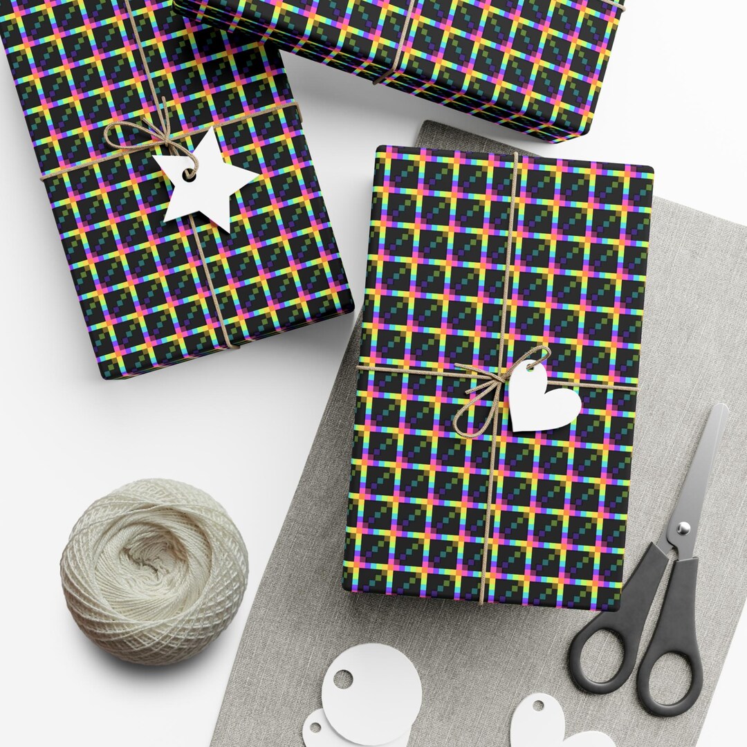 Glitch Wrapping Paper Bold, Futuristic Rainbow Gift Wrap for Any ...