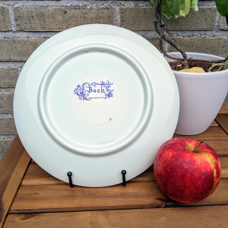 Vintage Delft Blue Plate – Dutch Old Lady Reading, Boch Belgium (12"/25 ...