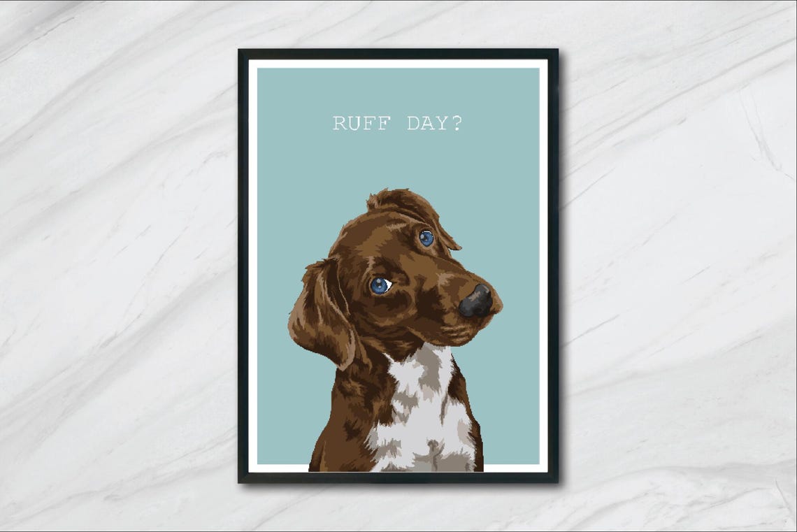 Dog Pun Illustration - Ruff Day? Printable Wall Art - Cute Animal Decor ...