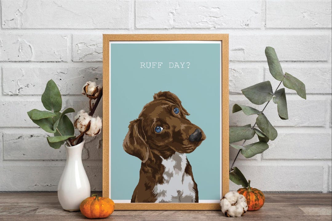 Dog Pun Illustration - Ruff Day? Printable Wall Art - Cute Animal Decor ...