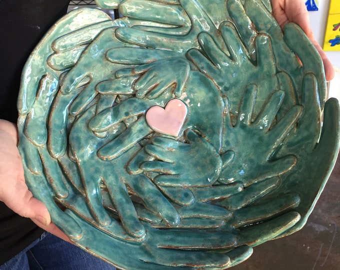 Custom Hand Print Bowl, Clay, Ceramic, Hand Built, Wedding Gift ...