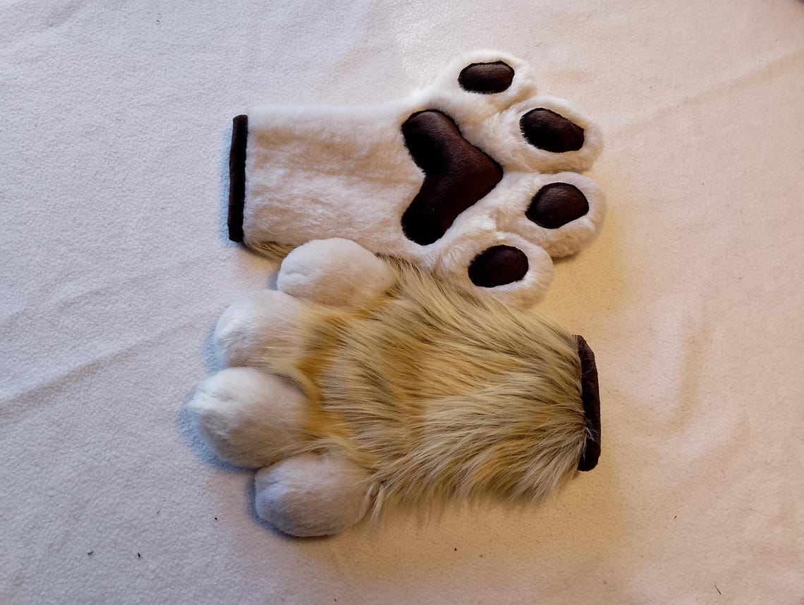 Beige and Brown Four Finger Puffy Paws - Etsy