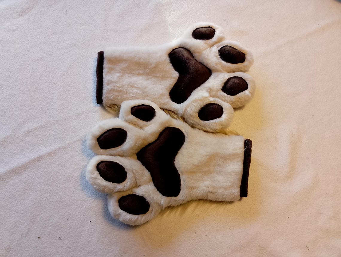 Beige and Brown Four Finger Puffy Paws - Etsy