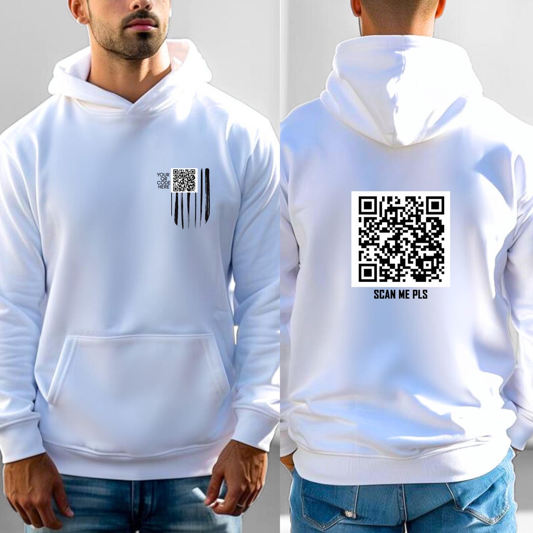 Customizable QR Code Sweatshirt, Qr Hoodie , T-shirt Qr Code, Linkable ...