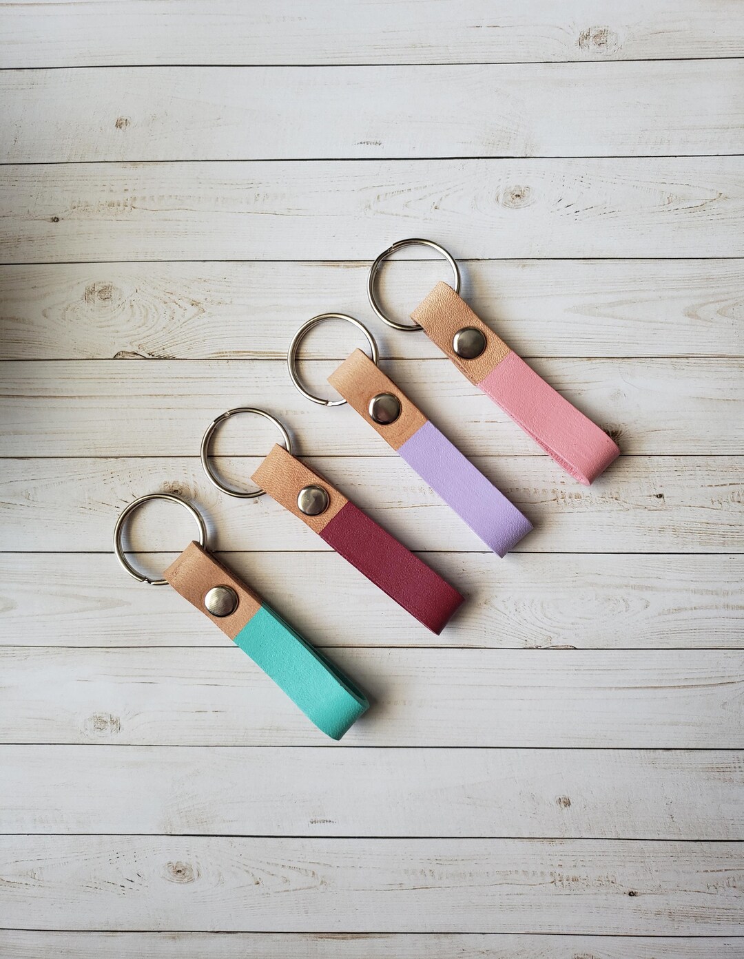 Keychains Colorful Minimalist Leather Loops, Small Keychain, Cute ...
