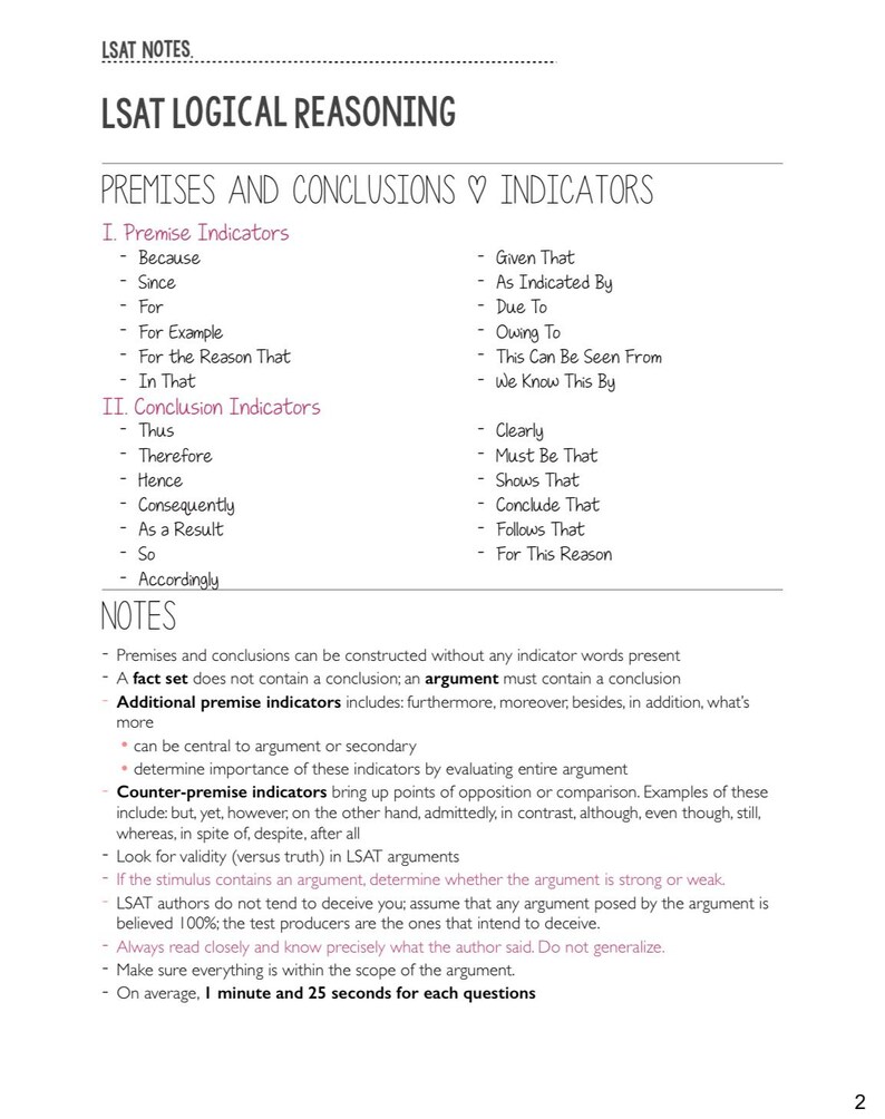 LSAT Study Guide New and Updated 2025 Complete Notes - Etsy