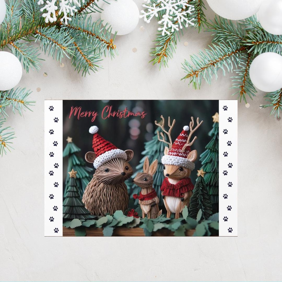 Forest Animal Christmas Card, Woodland Animals, Animal Greeting Card ...