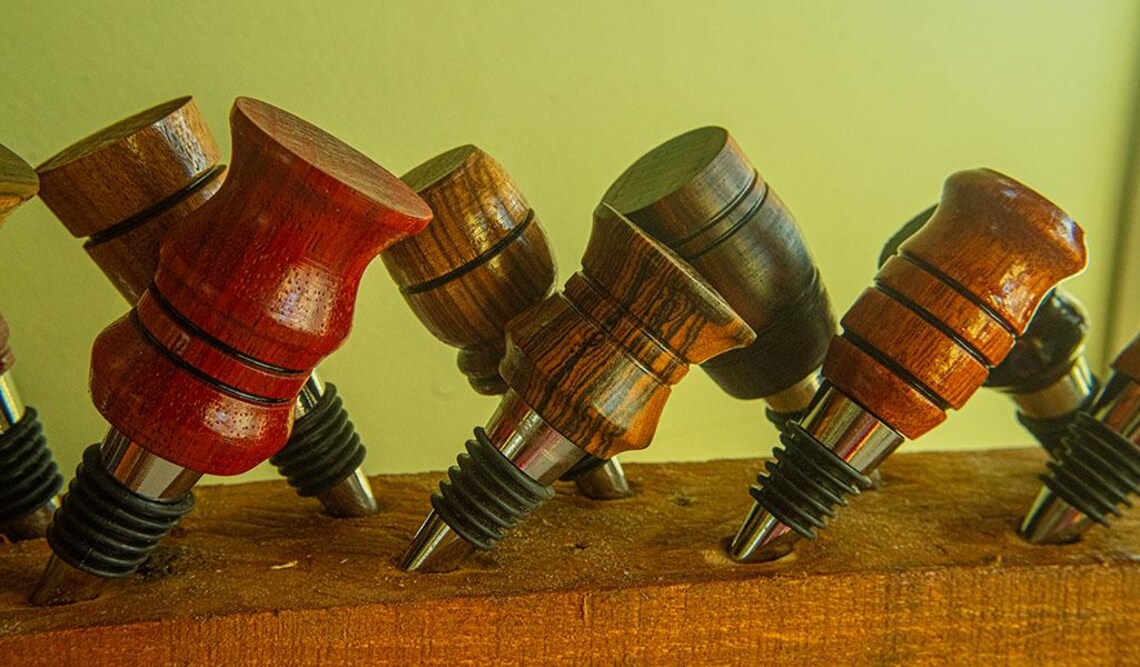 Handmade Wooden Wine Bottle Stoppers Hand Turned From Exotic Wood With ...