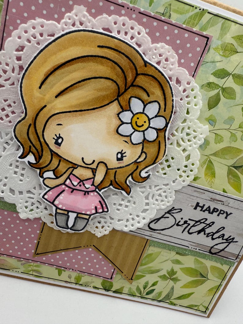 Birthday Card - Girls, Girly, Balloon - Childrens - Pink - Flowers ...
