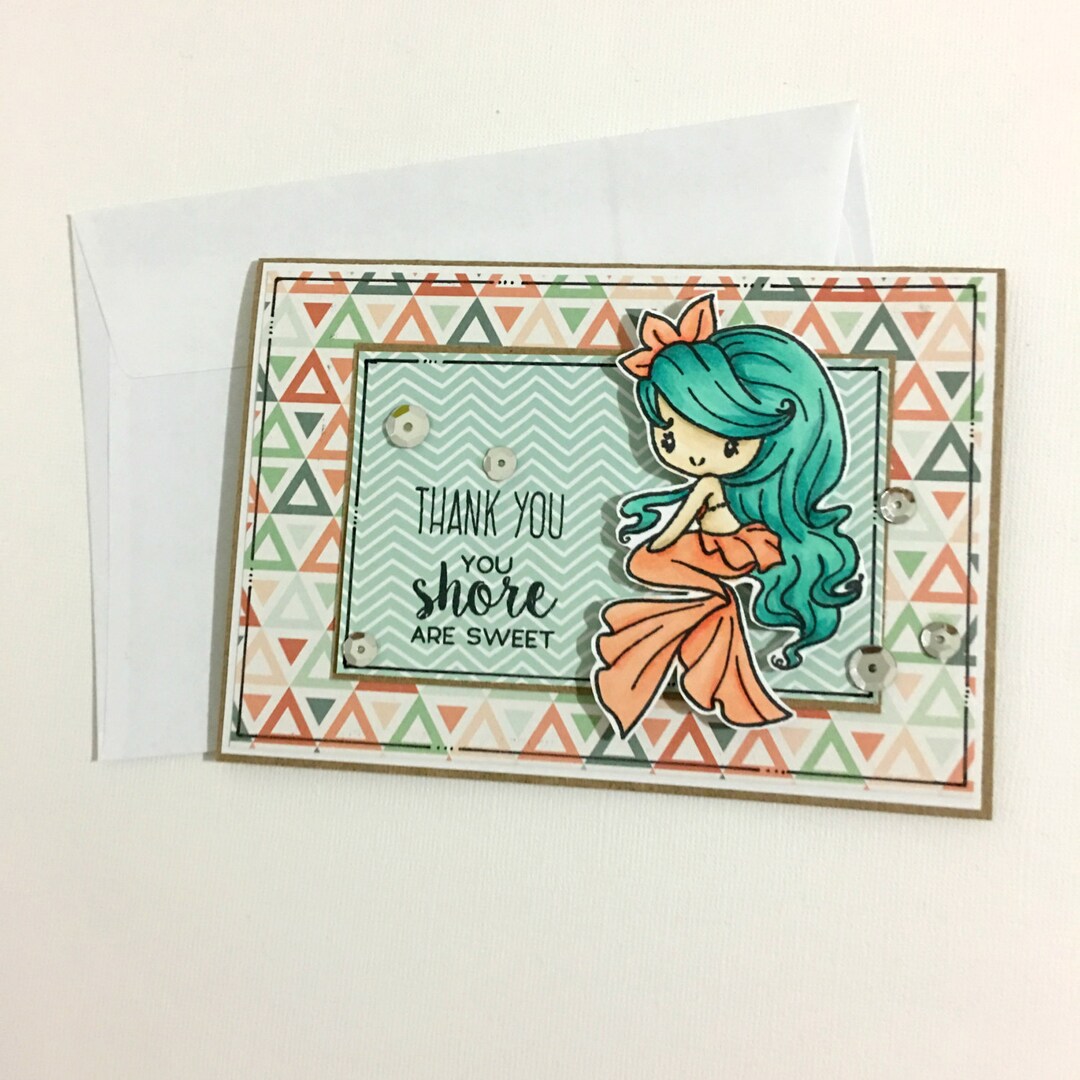 Thank You Card Thanks Thank You Mermaid PUN You SHORE Are Sweet - Etsy