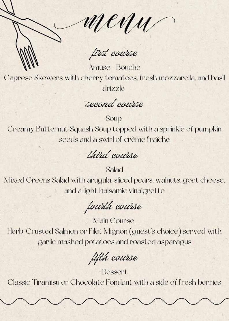 Dinner Party Invitation & Menu - Etsy