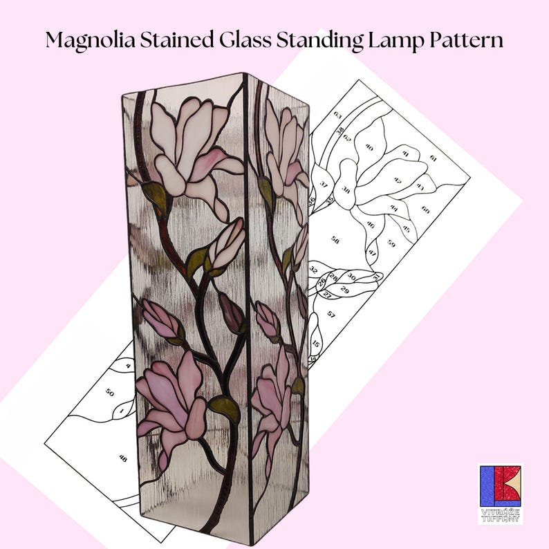 PDF Pattern for Four-sided Stained Glass Lamp "magnolia" – Tiffany ...