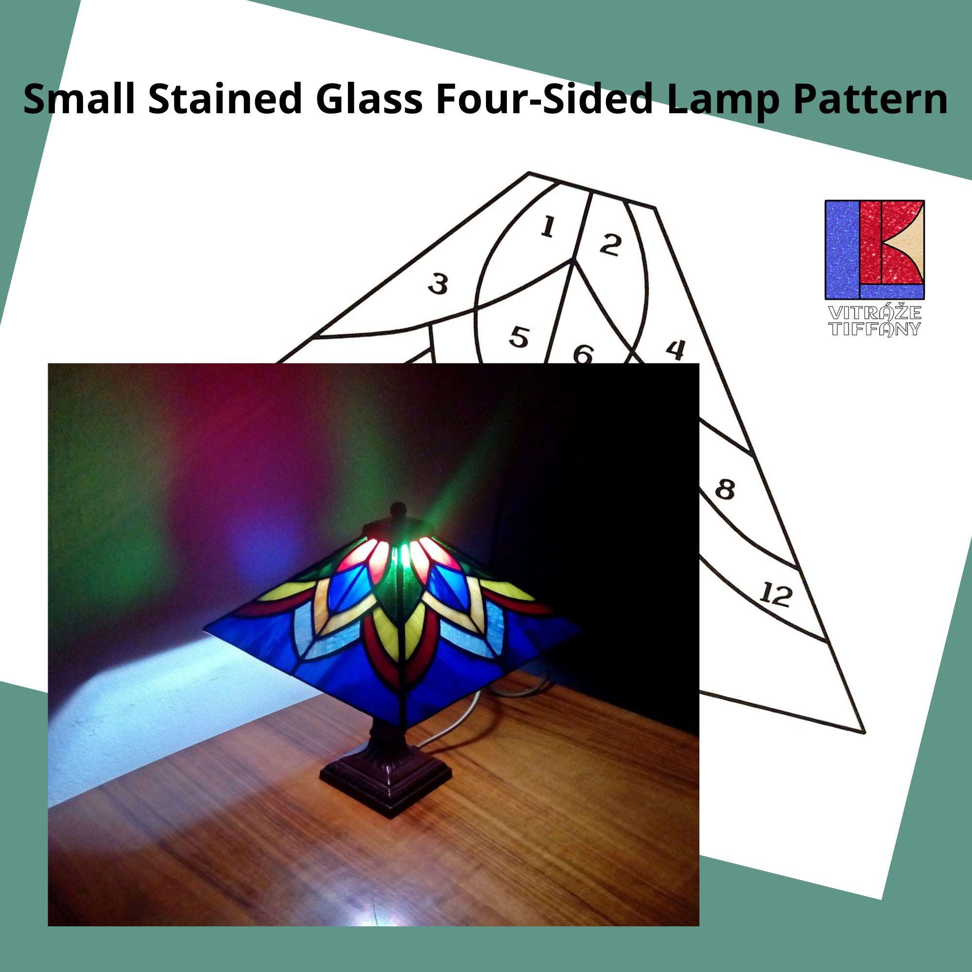 PDF Pattern for Four-sided Stained Glass Lamp – Tiffany Technique ...