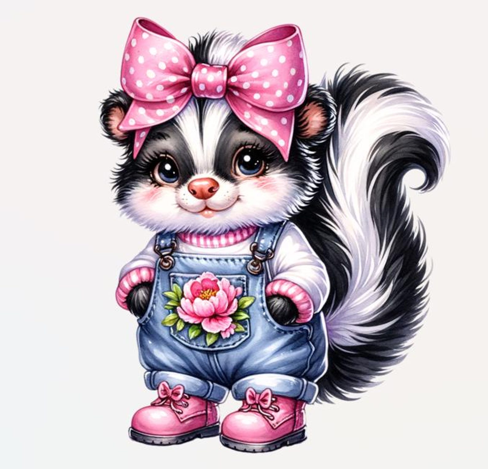 Skunk Denim Overalls PNG, Baby Skunk Sublimation Graphic, Woodland ...