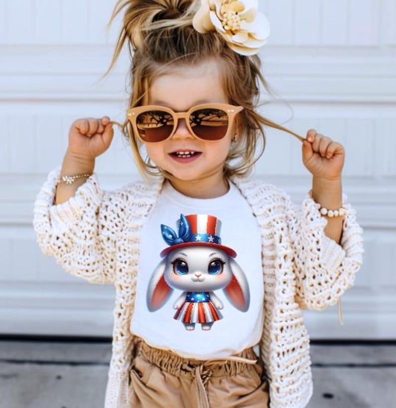 Independence Day Patriotic Bunny PNG Digital Download File Cute Bunny ...