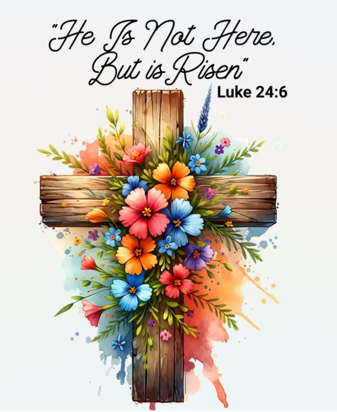 Cross PNG Flowered Easter Cross Digital Graphic Download Cross ...
