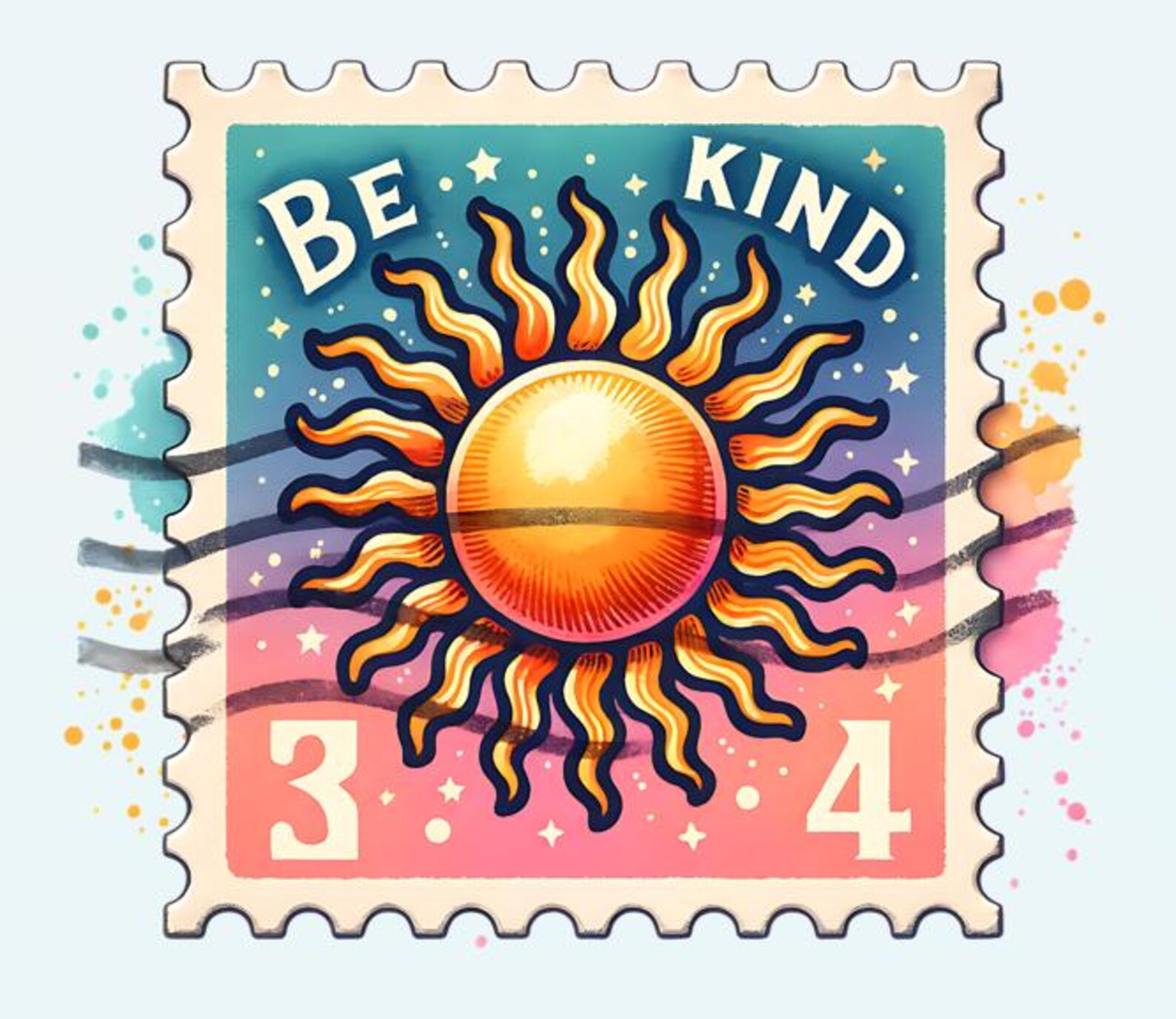 Sun Postage Stamp PNG Digital Download Graphic Pretty Celestial Sun ...