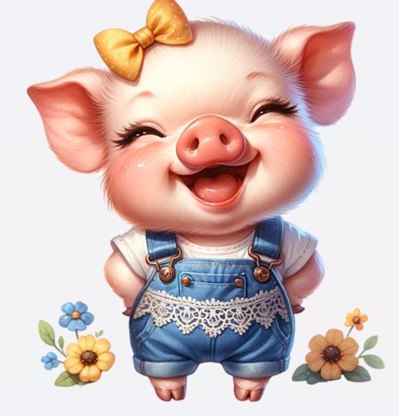 Piglet in Denim Overalls PNG Graphic Piglet Sublimation Graphic ...