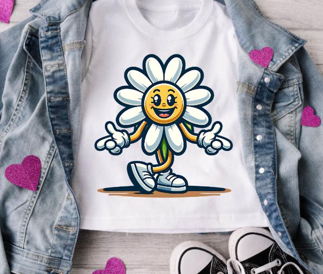 Mascot Style Retro Daisy PNG Digital Download Graphic - Etsy