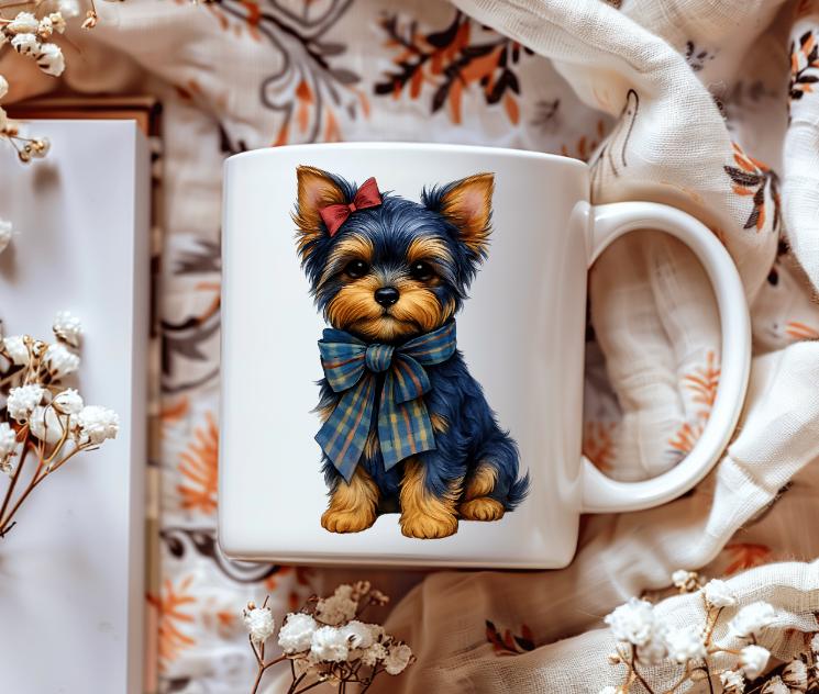 Fall Yorkie Puppy PNG Graphic | Autumn Yorkie Clip Art | Instant ...