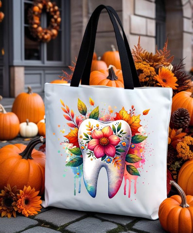 Autumn Floral Tooth PNG Digital Download Graphic Dental Download ...