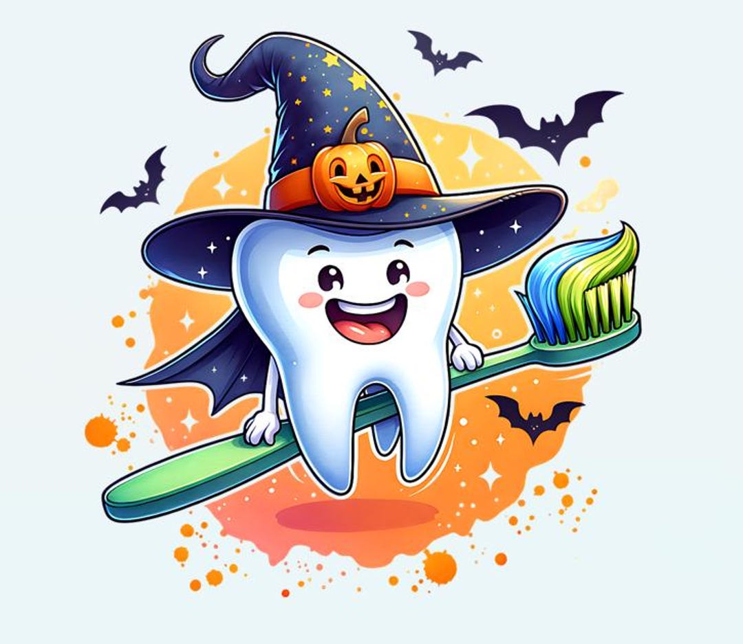 Halloween Witch Tooth on a Tooth Brush PNG Digital Download Graphic ...