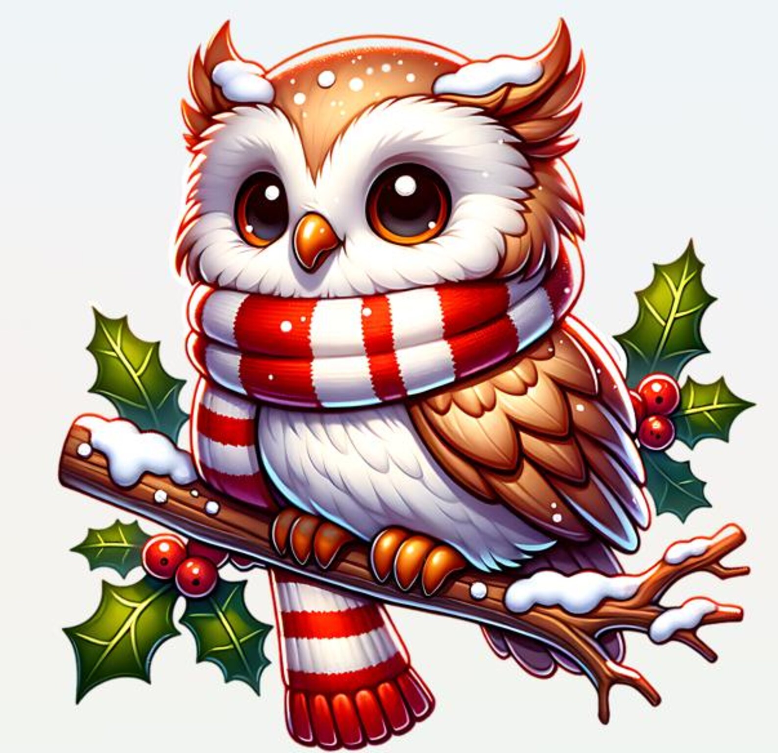Christmas Owl Clip Art | Owl PNG Graphic | Instant Download - Etsy