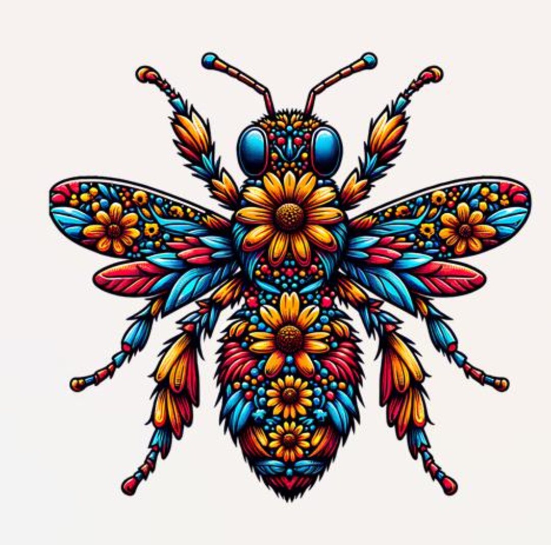 Bee Clip Art | Floral Bee PNG Graphic | Boho Style Bee Design | Instant Download - Etsy