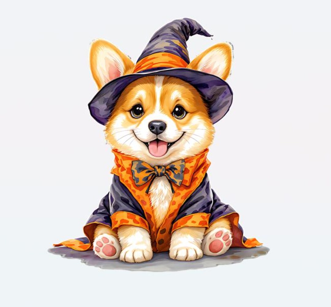 Spooky Season Corgi Puppy PNG Graphic | Halloween Corgi Clip Art ...