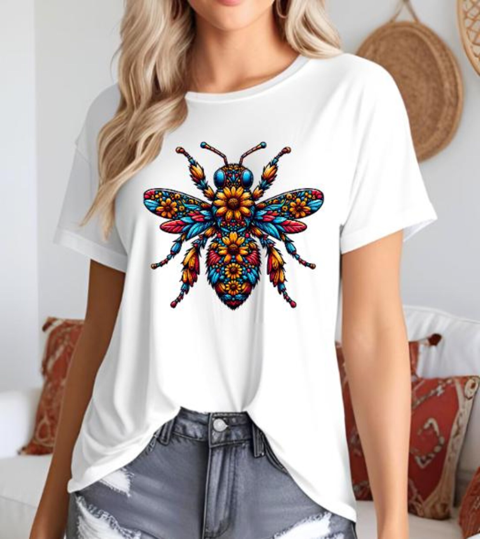 Bee Clip Art | Floral Bee PNG Graphic | Boho Style Bee Design | Instant Download - Etsy